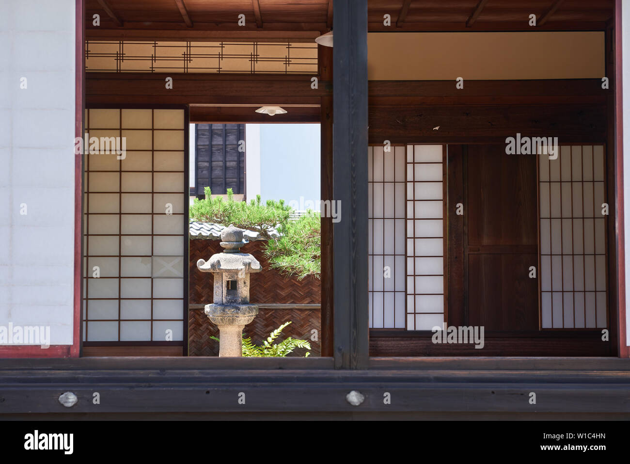 Traditional Japanese interiors at the Tokoname pottery footpath. The ...