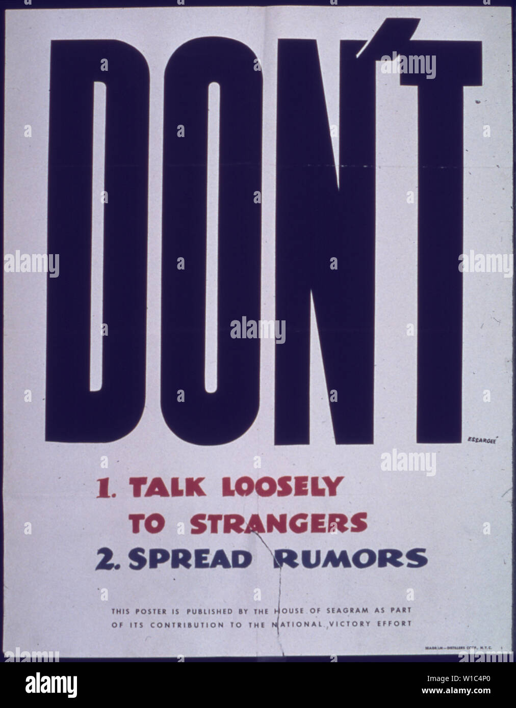 DON'T 1. Talk loosely to strangers 2. Spread rumors Stock Photo - Alamy