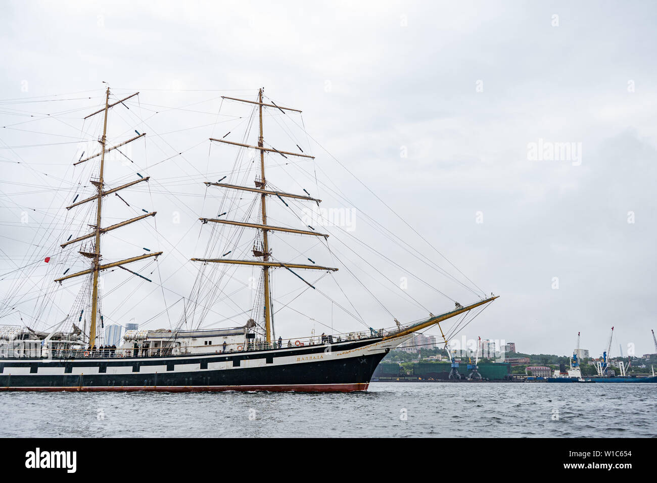 Vladivostok Primorsky Krai Russia. June 17, 2019: sailing ship Pallada ...
