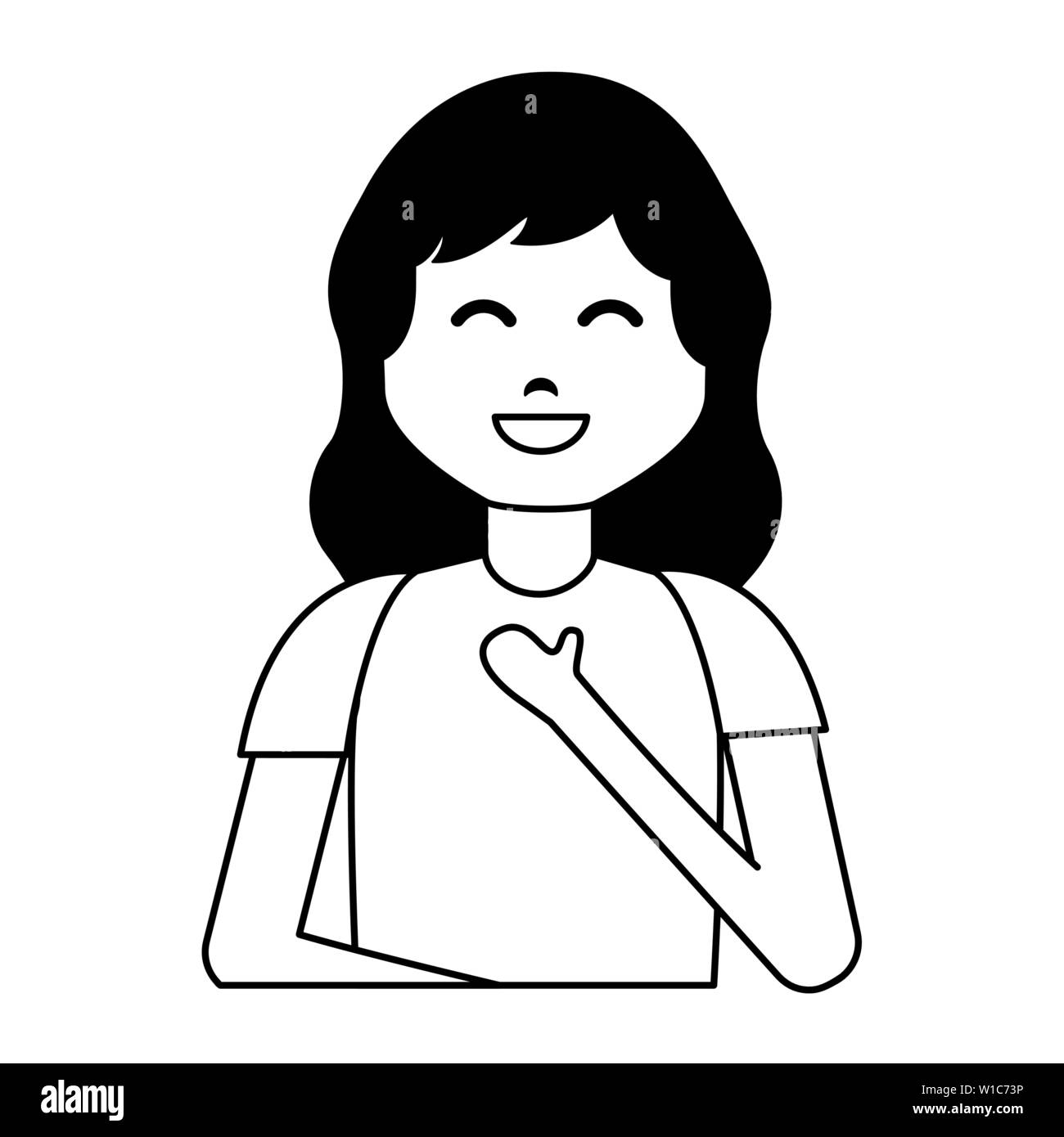 Smiling Girl Character Cartoon On White Background Stock Vector Image And Art Alamy
