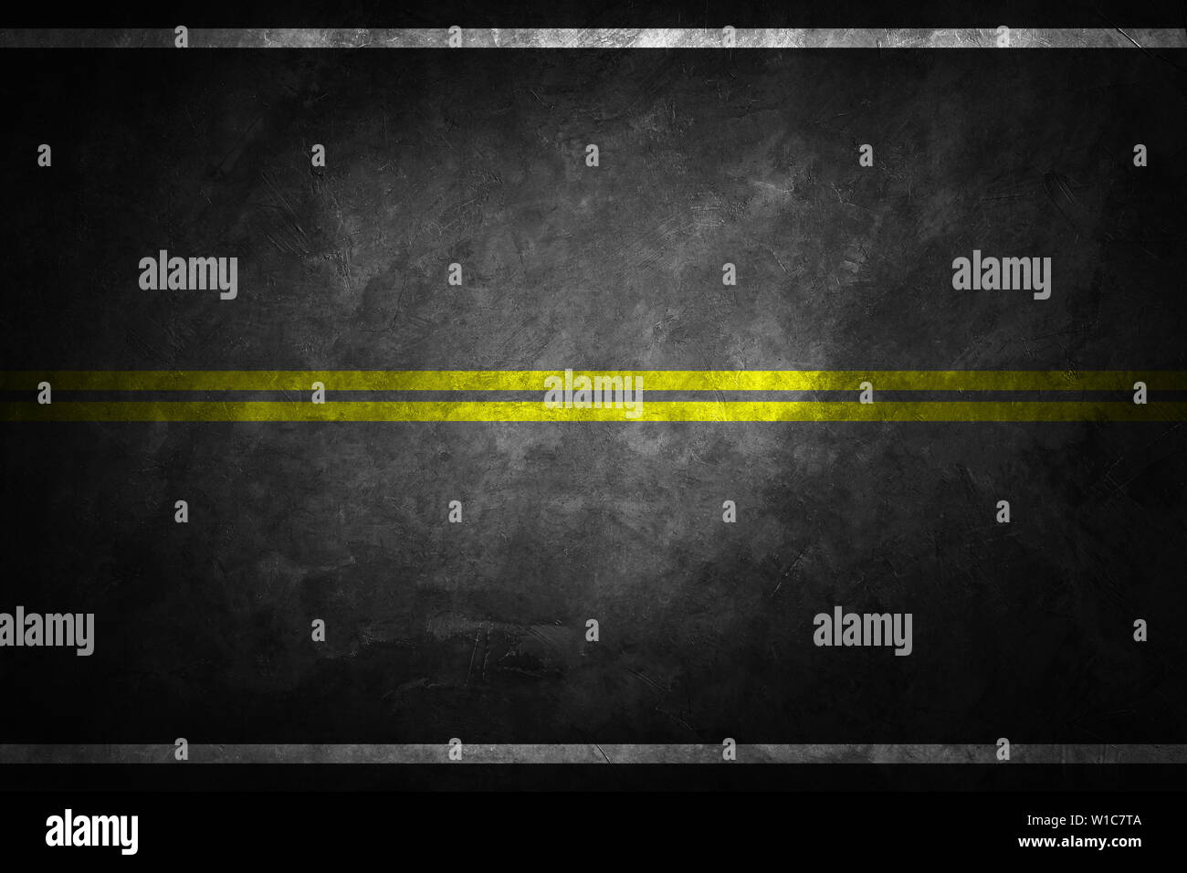 Structure of granular asphalt. Asphalt texture with two yellow line ...