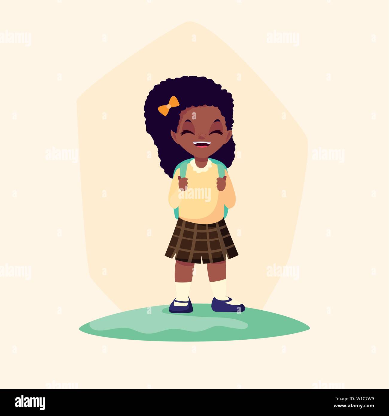 cute little student girl afro avatar character vector illustration ...