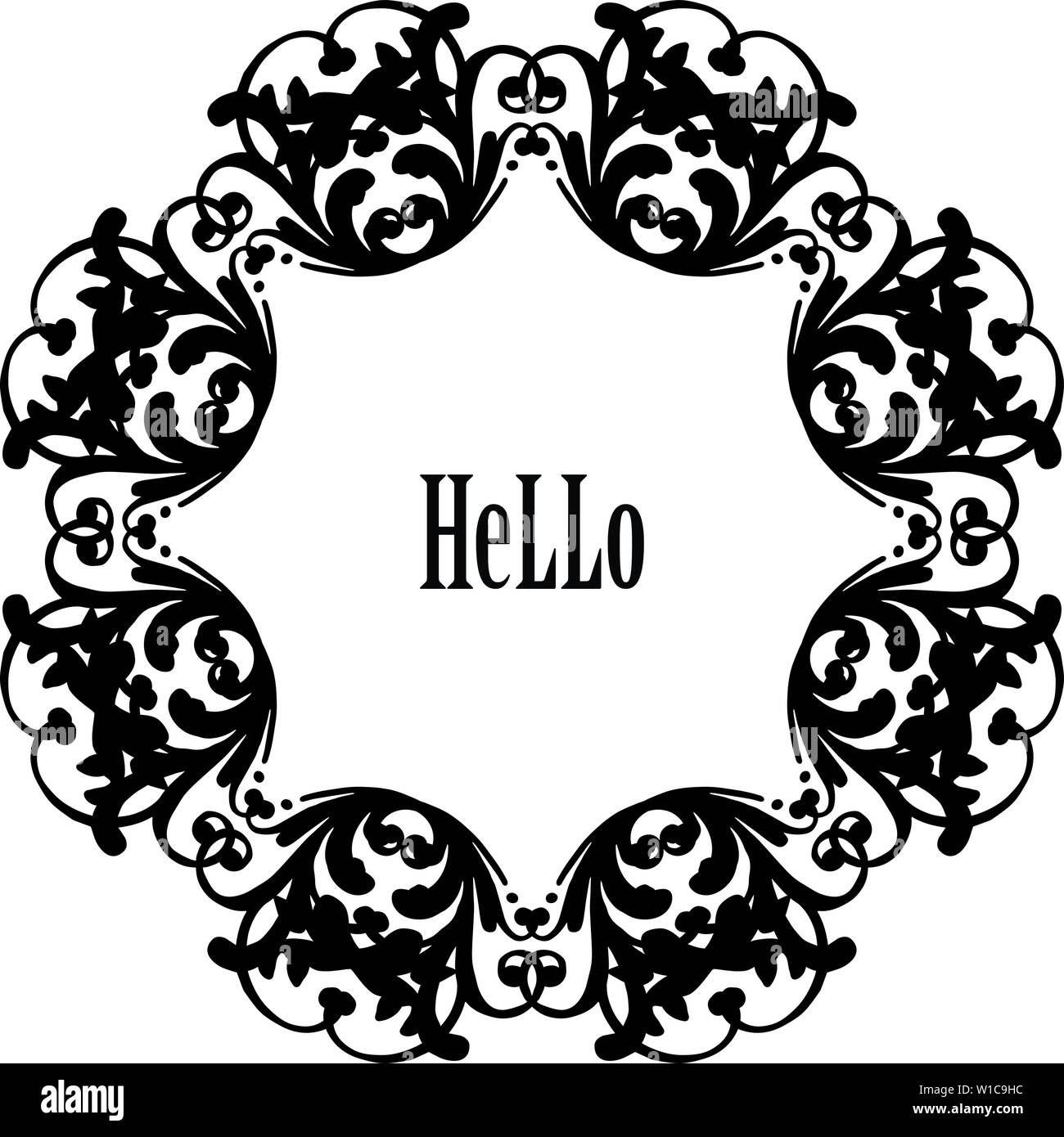 Vector illustration design writing hello with elegant flower frame hand ...