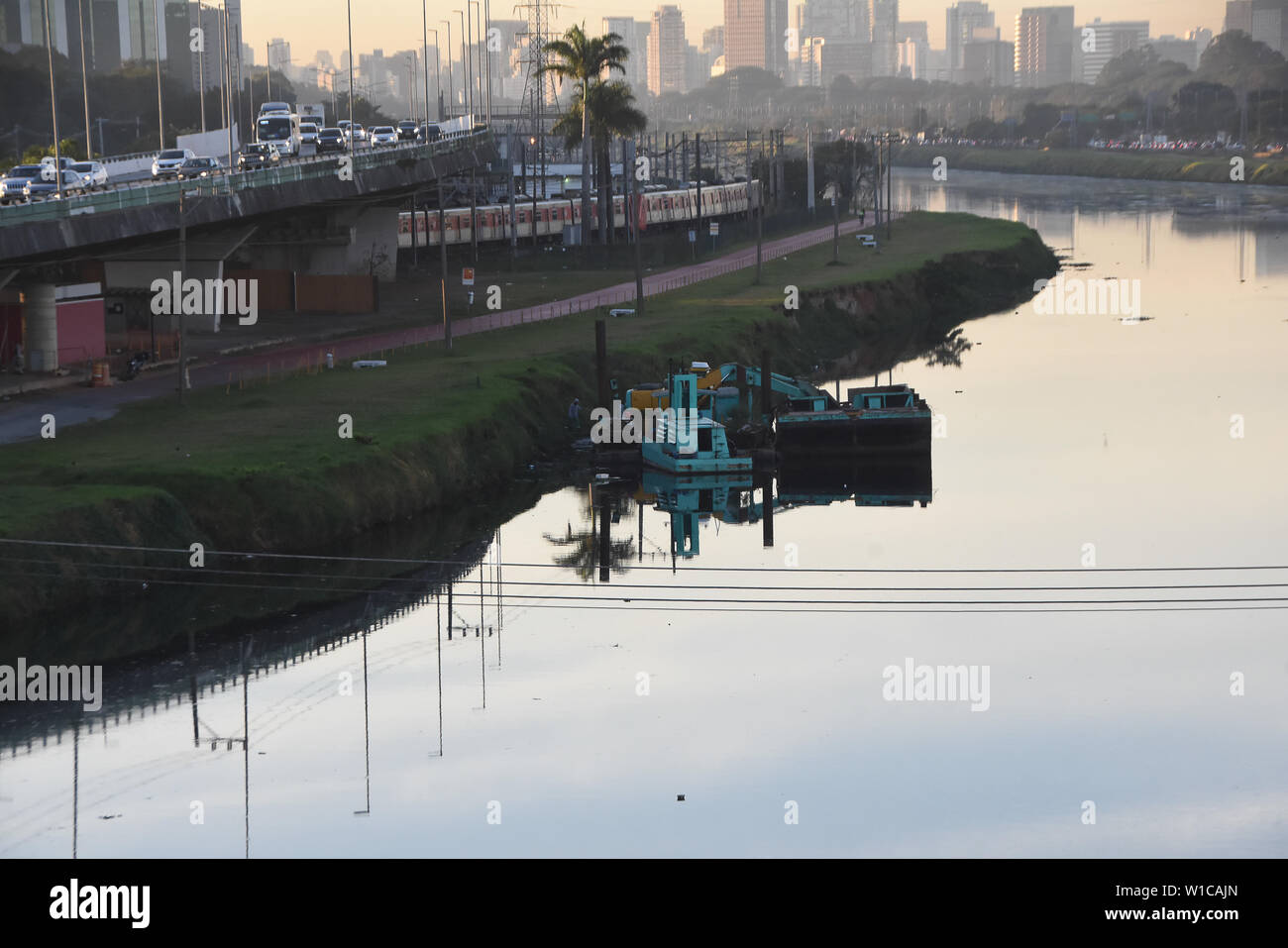 Sao Paulo, Brazil. 01st July, 2019. View of the Pinheiros River where ...