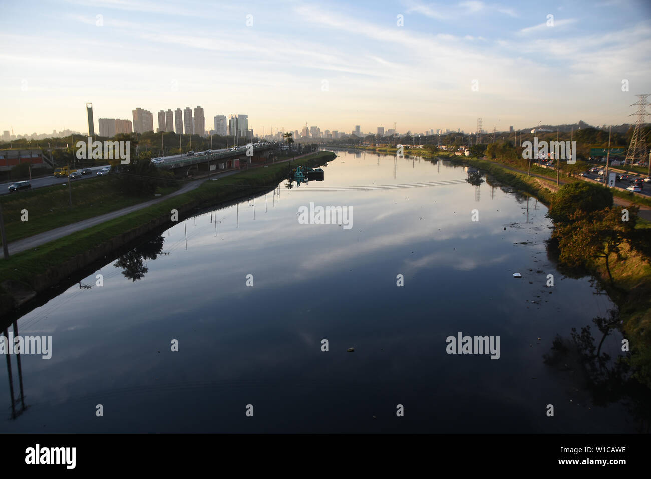 Sao Paulo, Brazil. 01st July, 2019. View of the Pinheiros River where ...