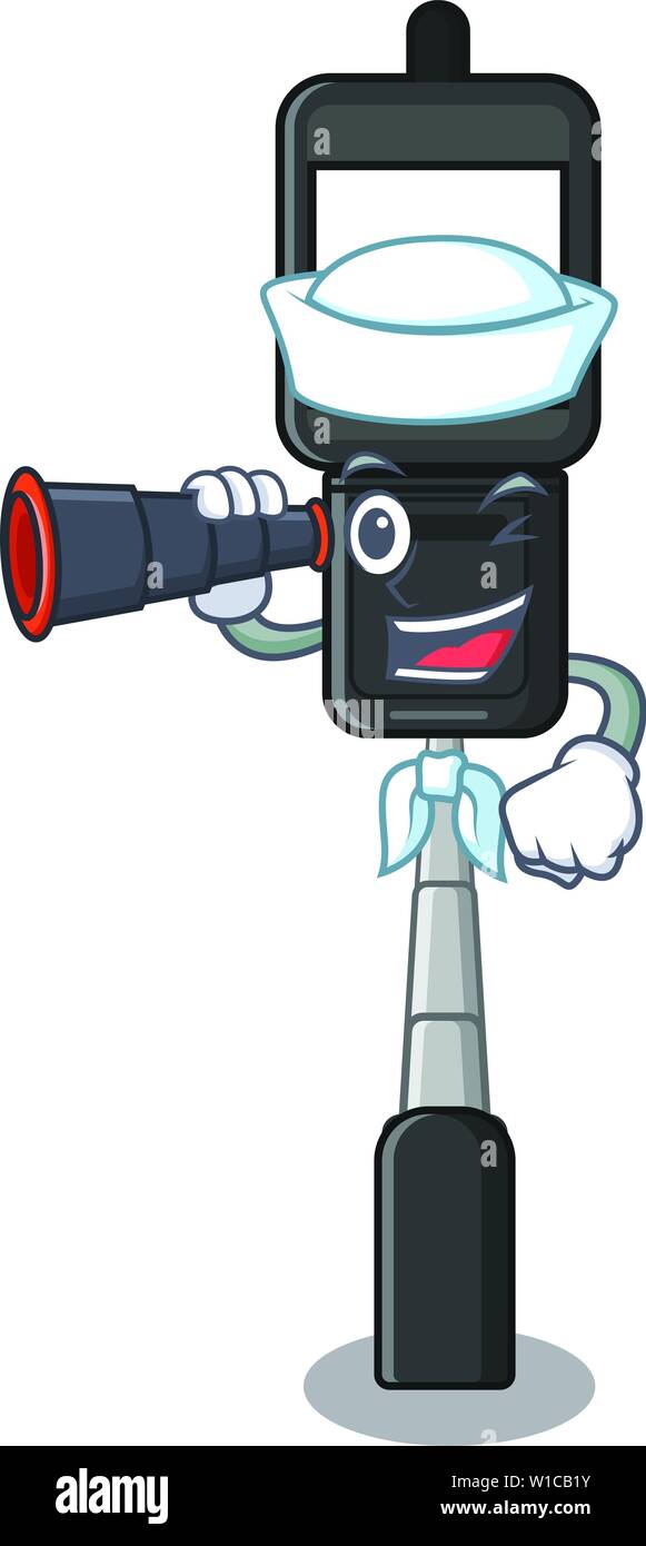 Sailor with binocular cell phone holder on a character Stock Vector ...