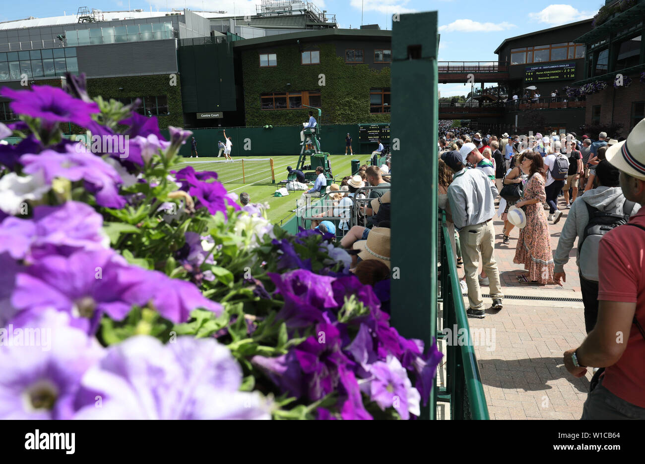 Wimbledon, London, UK. 1st July 2019. It's a beautiful day as the sun ...