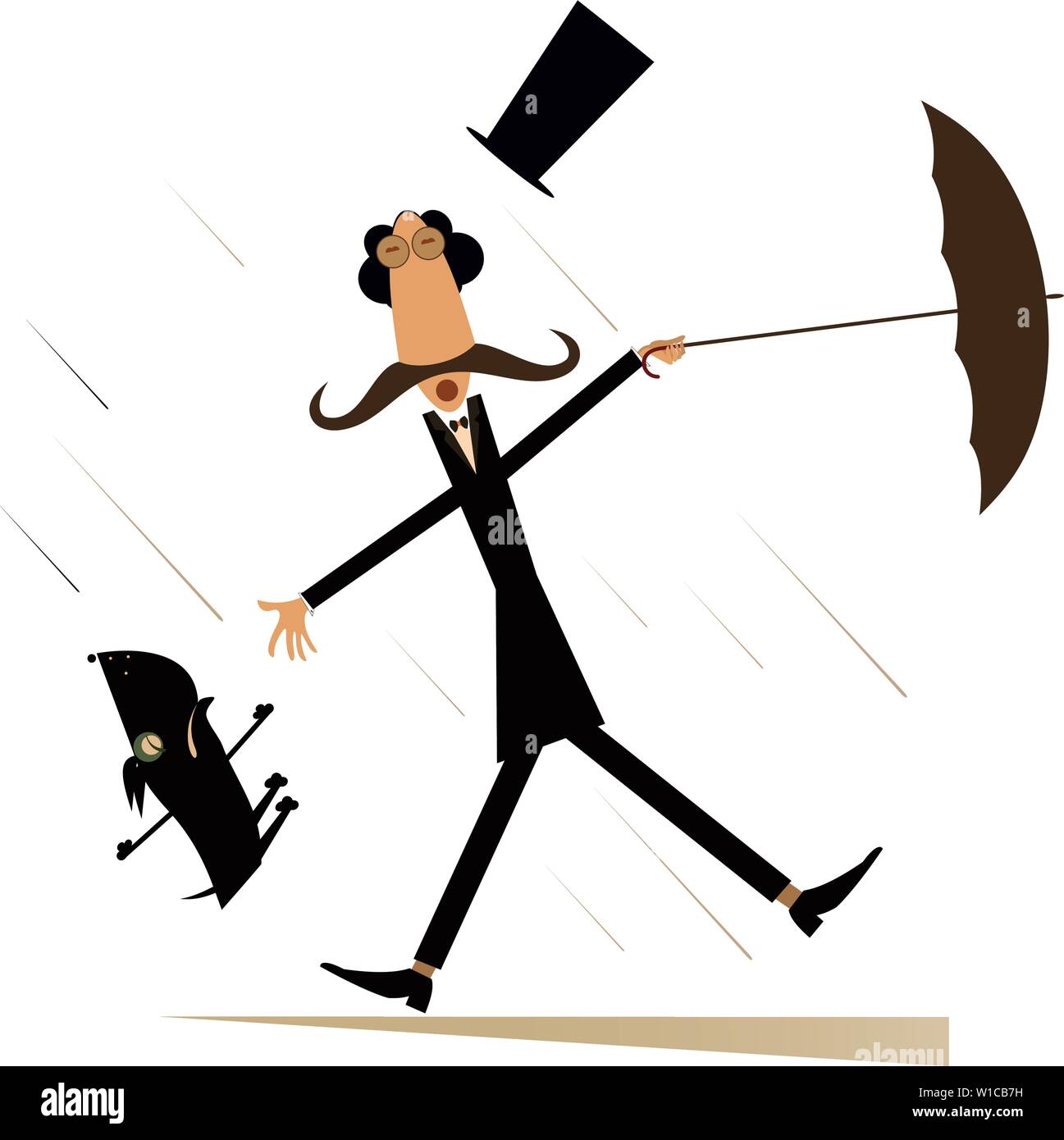 People in wind rain Stock Vector Images - Alamy