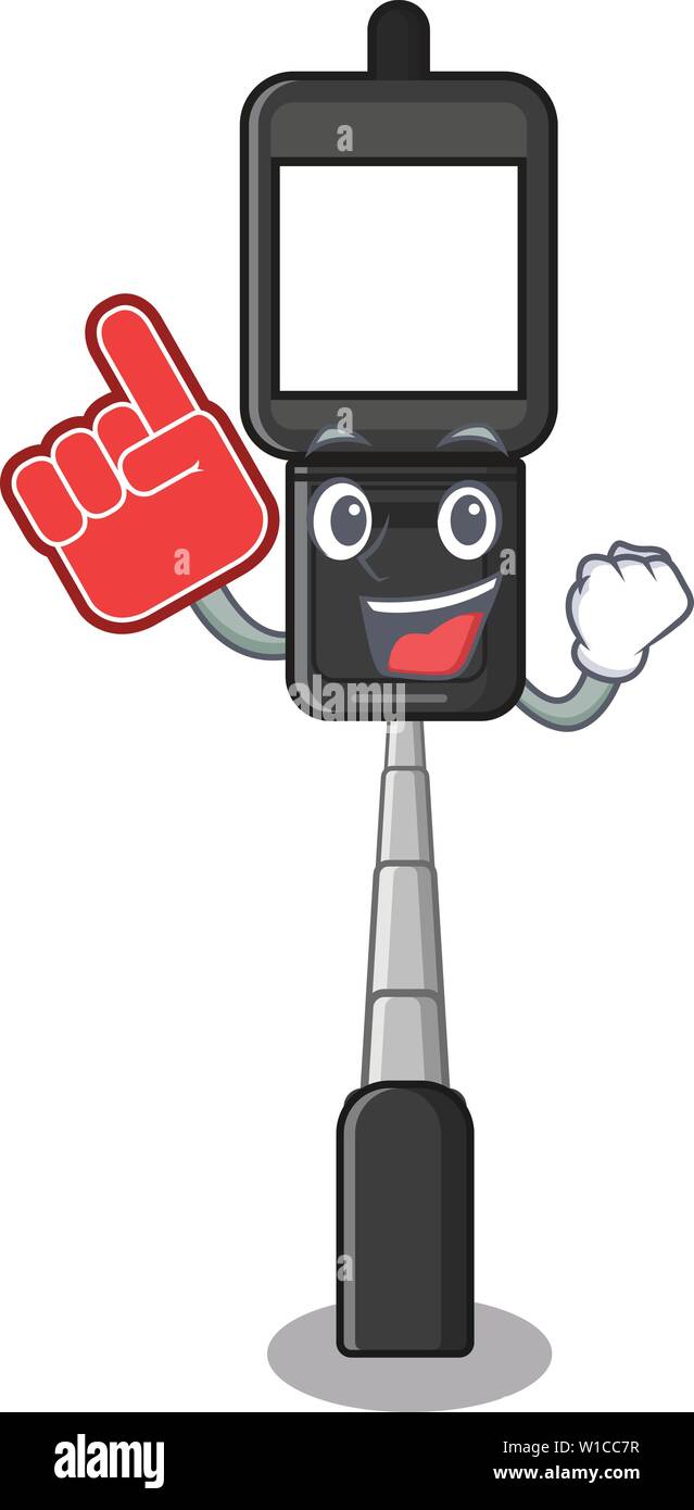 Foam finger cell phone holder above cartoon table Stock Vector Image ...