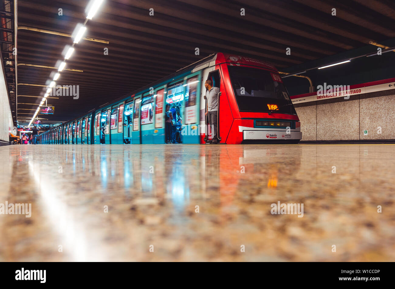 SANTIAGO, CHILE - NOVEMBER 2015: A special branded NS93 Santiago Metro ...