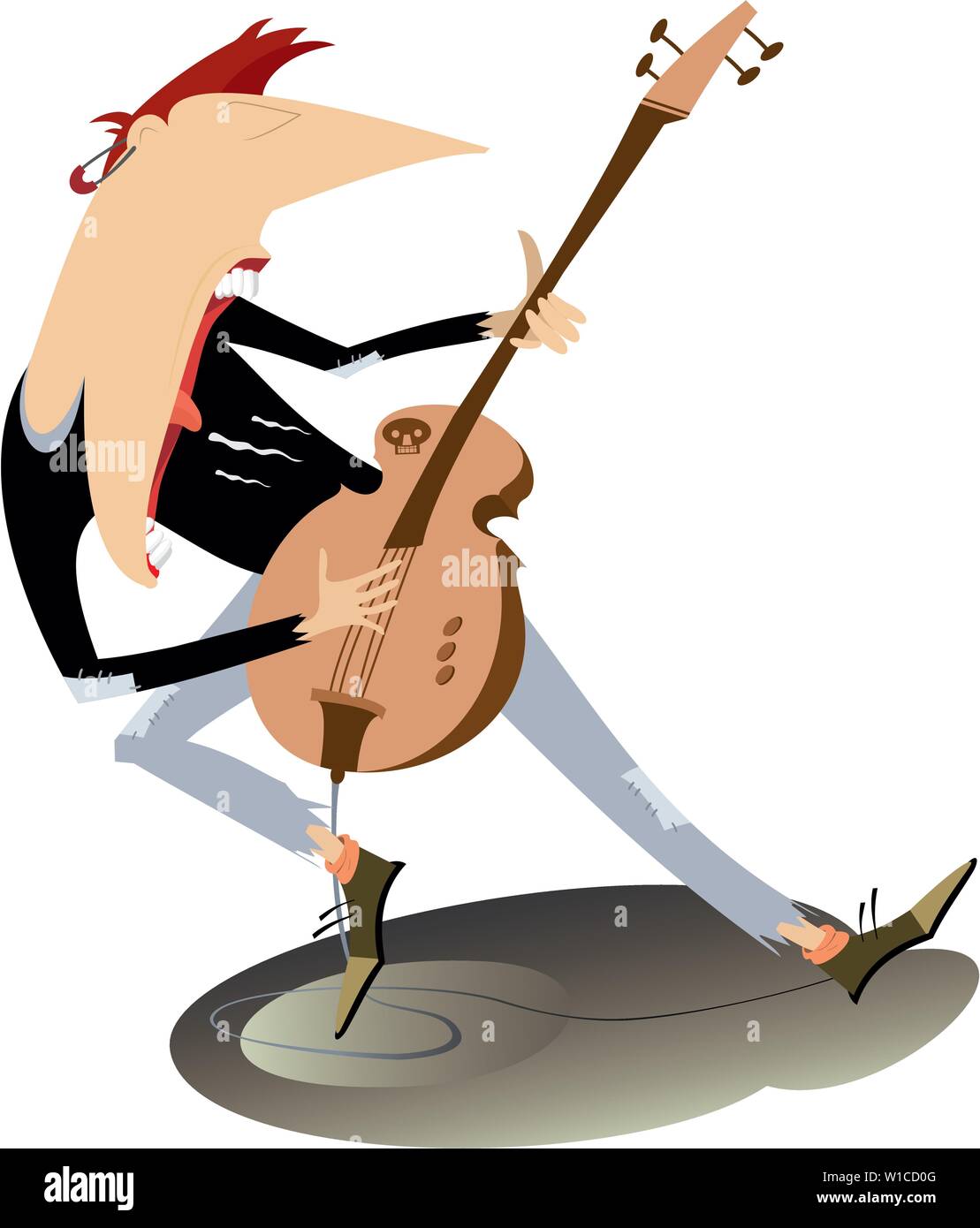 Cartoon expressive guitarist isolated illustration. Guitarist is ...