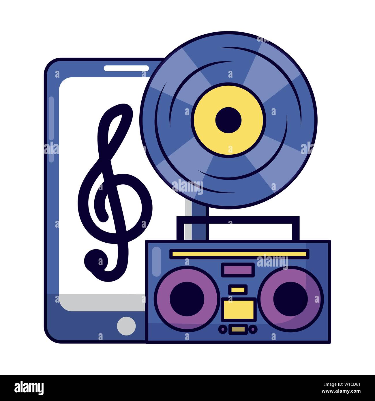 smartphone vinyl boombox stereo festival music Stock Vector Image & Art ...