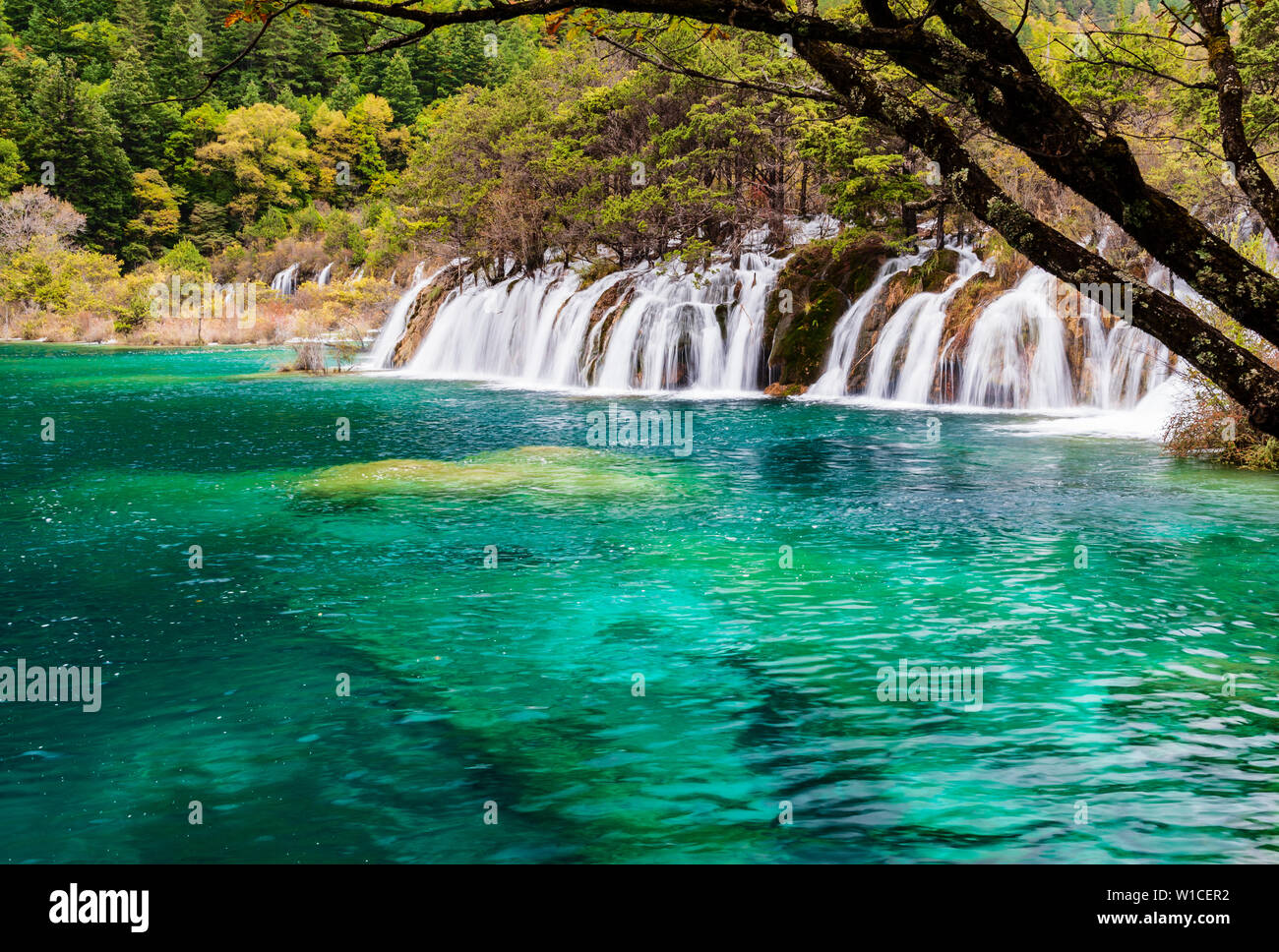 Huohuahai waterfall, Jiuzhaigou National Park, China. Destroyed by the ...