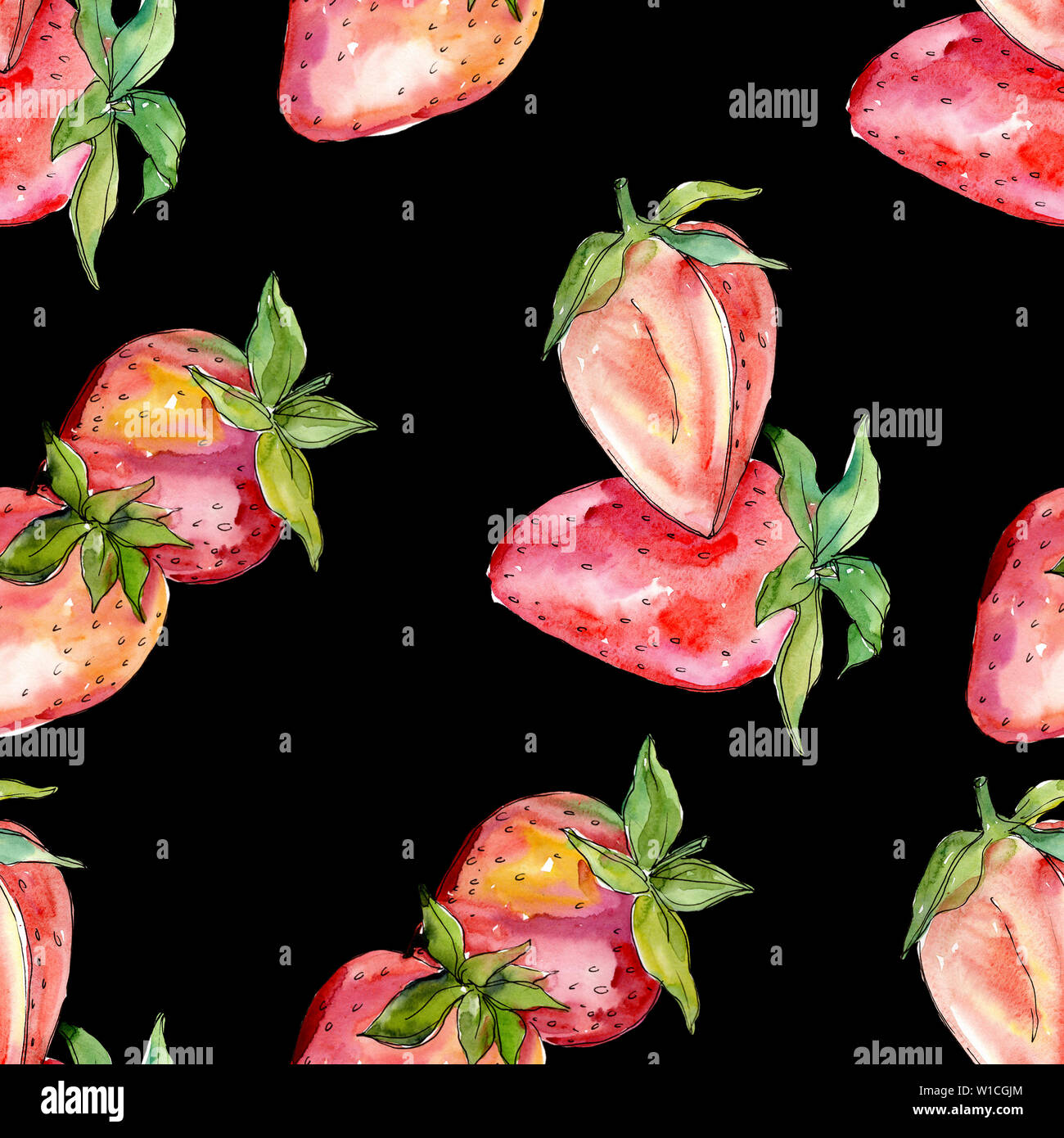 Strawberry healthy food fresh berry. Watercolor background illustration ...