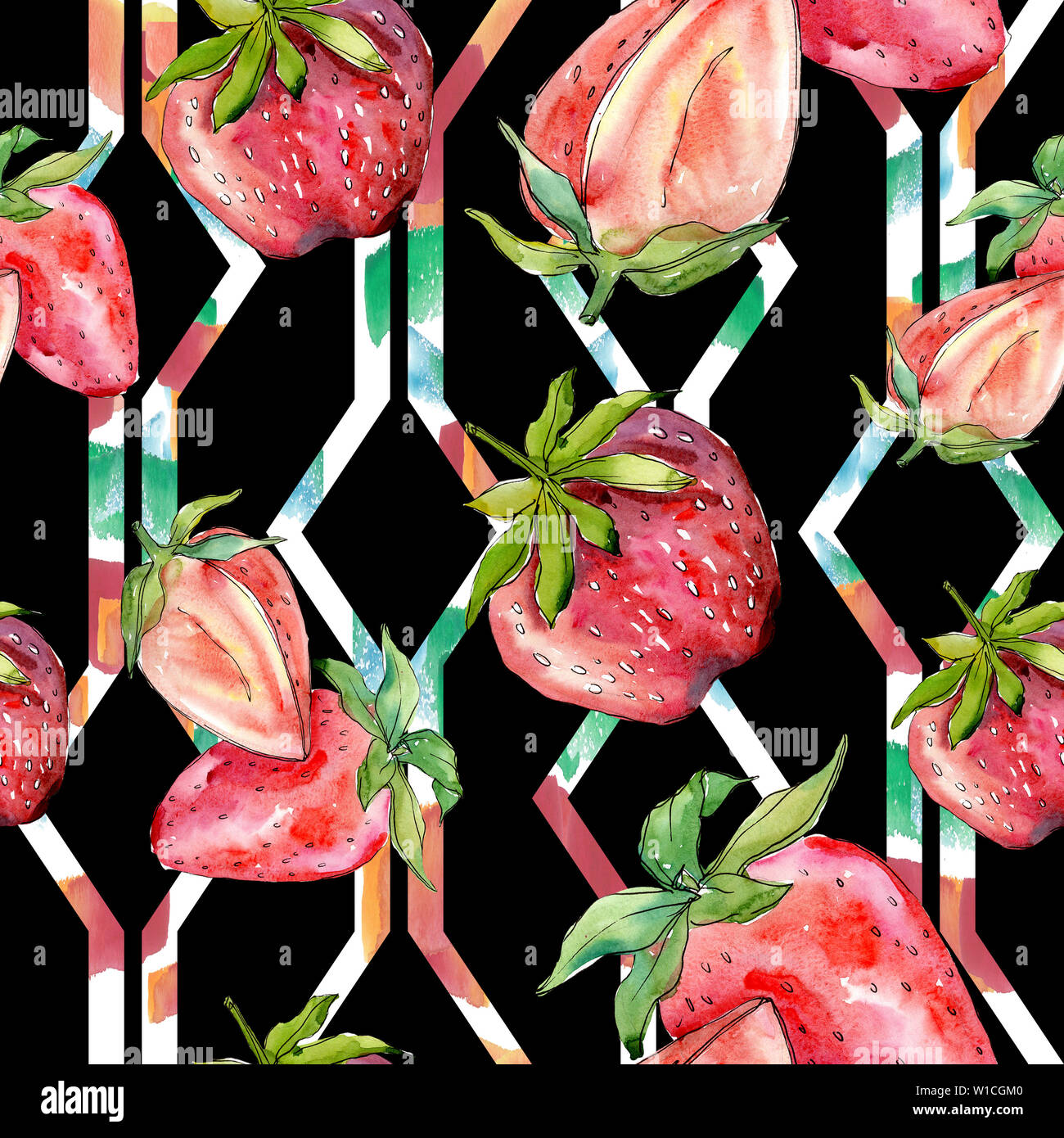 Strawberry healthy food fresh berry. Watercolor background illustration ...