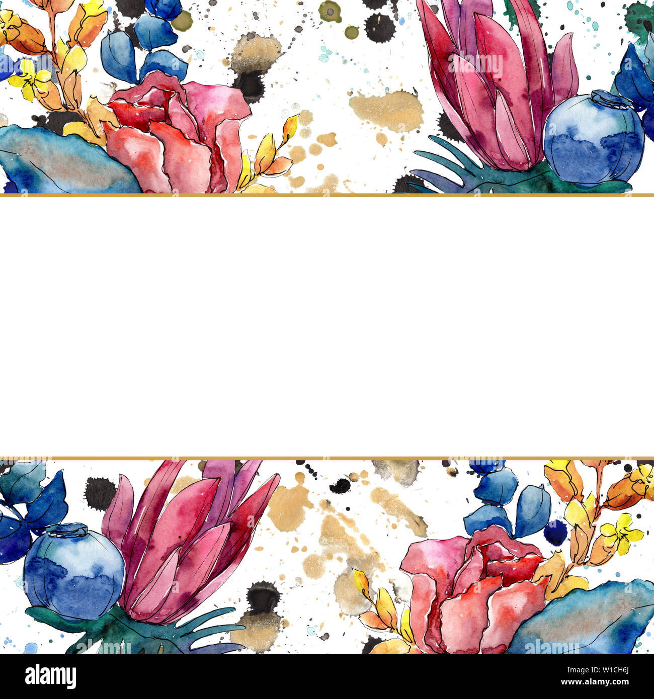 Bouquets floral botanical flowers. Watercolor background illustration ...