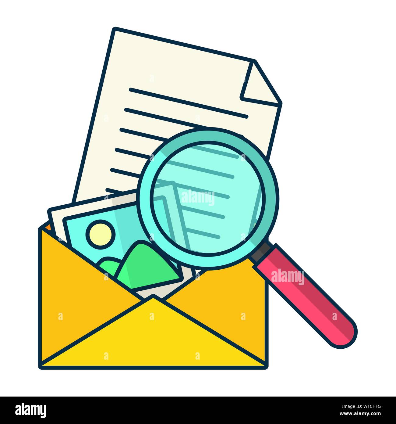 Email open magnifying glass hi-res stock photography and images - Alamy