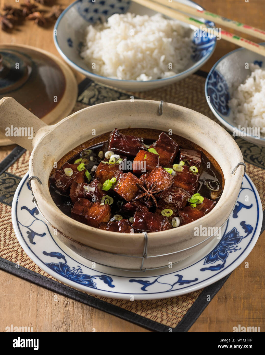 Hung shao pork. Shanghai style braised pork belly. Chinese food Stock ...