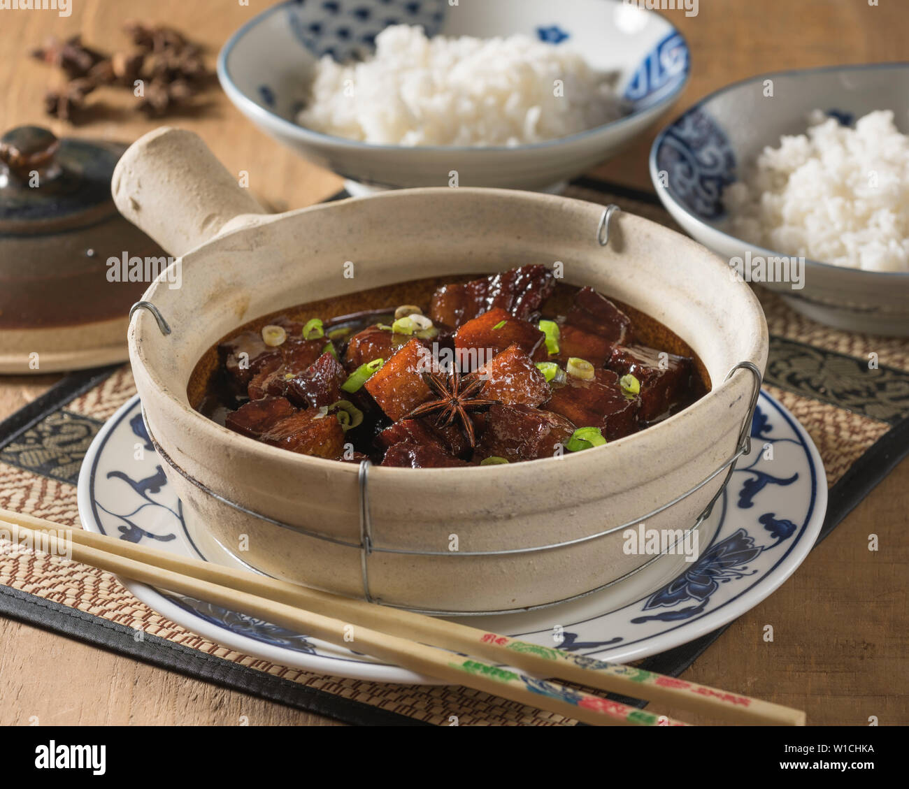 Hung shao pork. Shanghai style braised pork belly. Chinese food Stock ...
