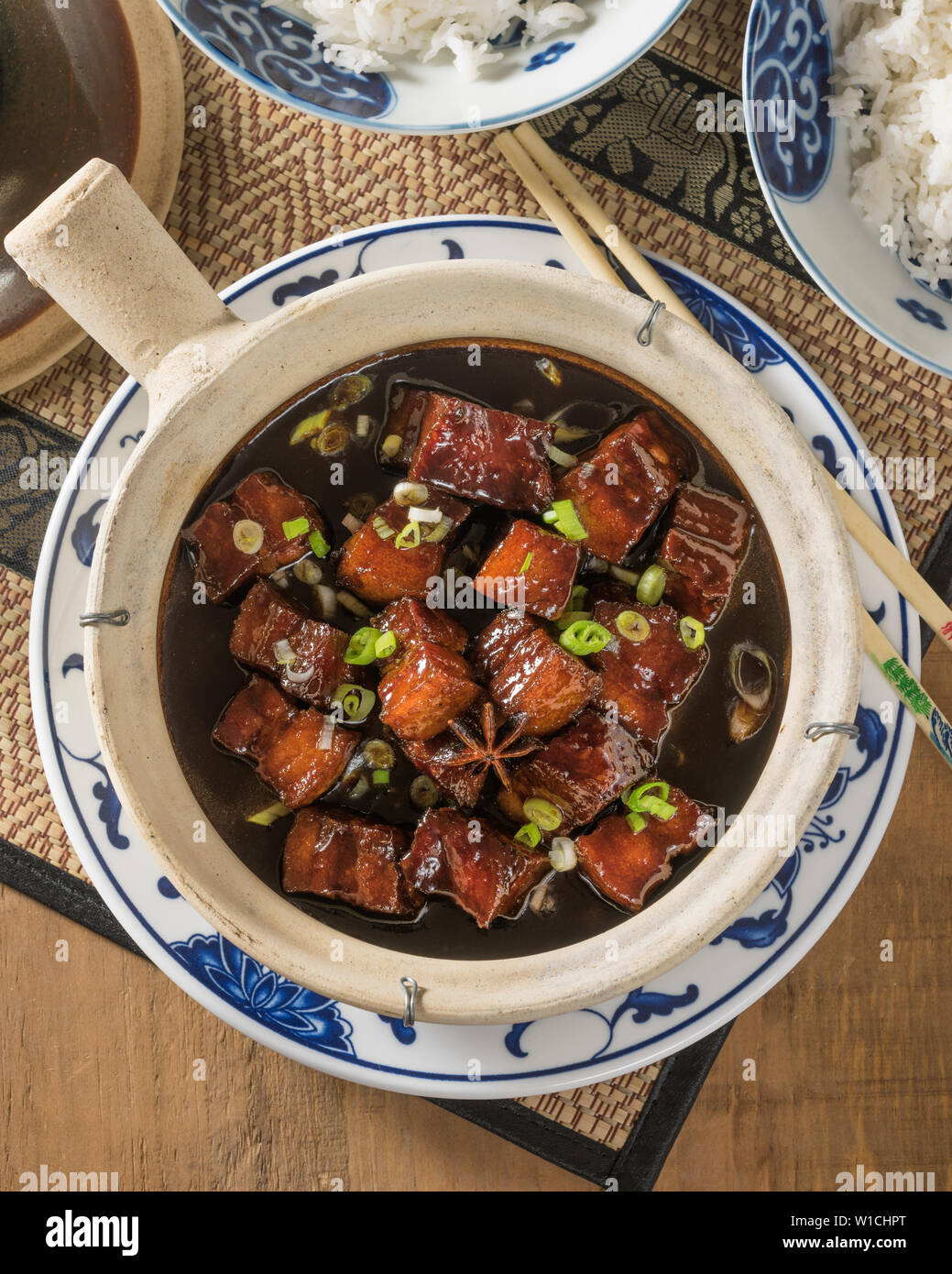 Hung shao pork. Shanghai style braised pork belly. Chinese food Stock ...