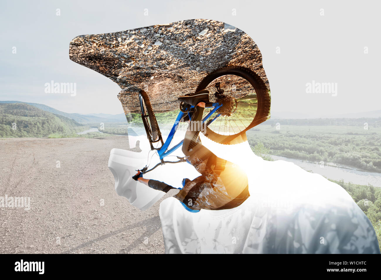 Double exposure man on bike hi-res stock photography and images - Alamy