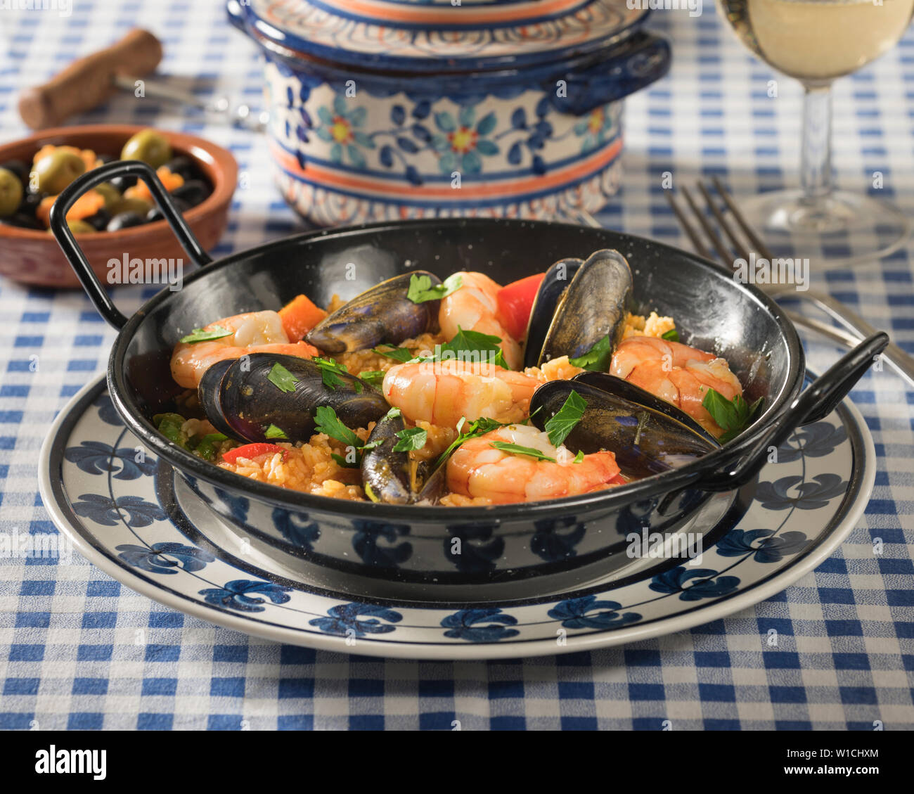 Arroz con mariscos. Portuguese seafood rice. Portugal Food Stock Photo ...