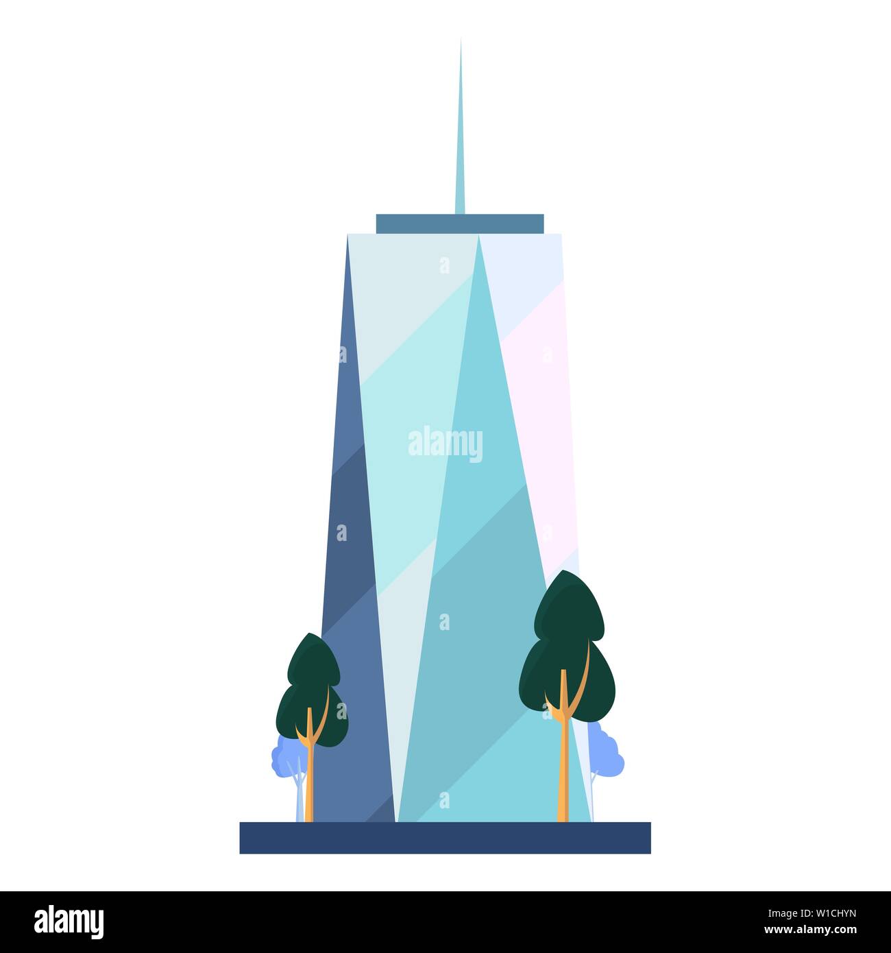 skyscraper building tower trees outdoors vector illustration Stock ...