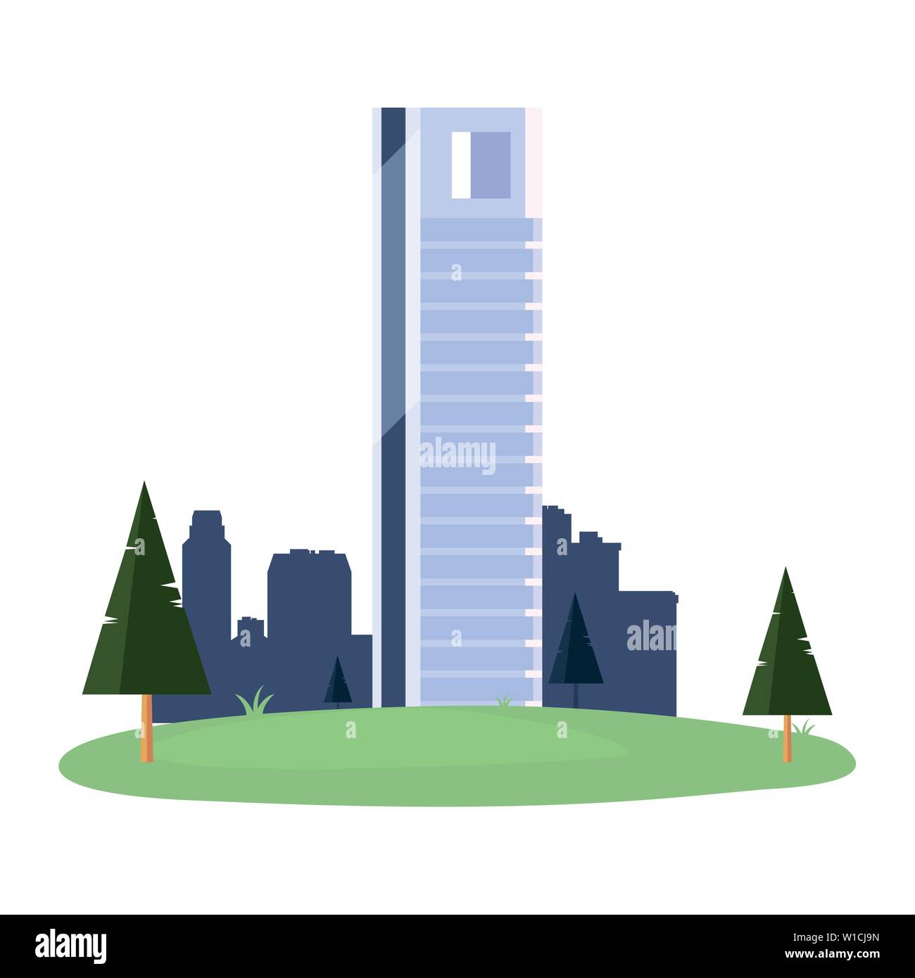 skyscraper building city trees outdoors vector illustration Stock ...