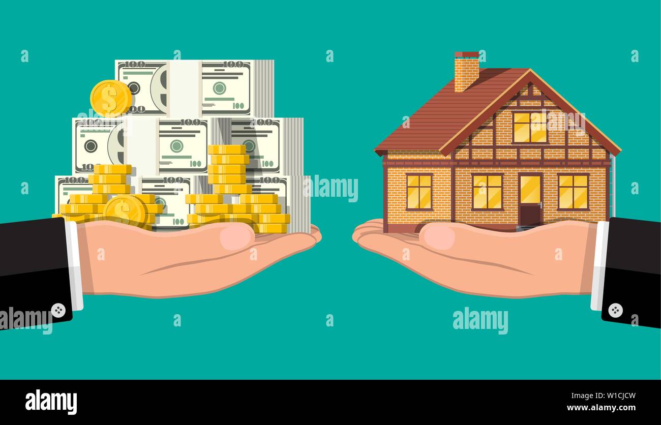 Hand scales with private house and money Stock Vector Image & Art - Alamy