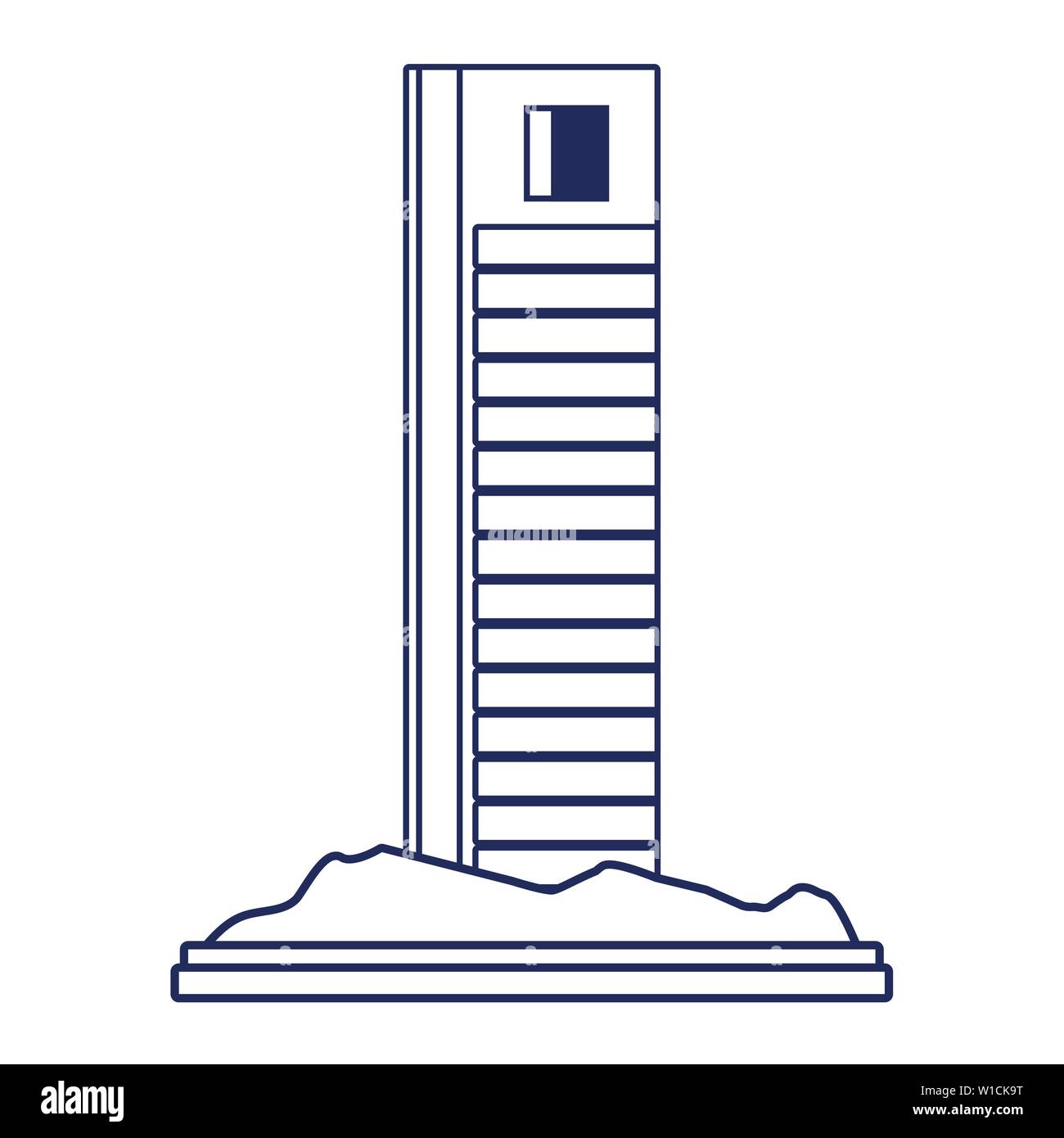 futuristic building urban tower outline vector illustration Stock ...