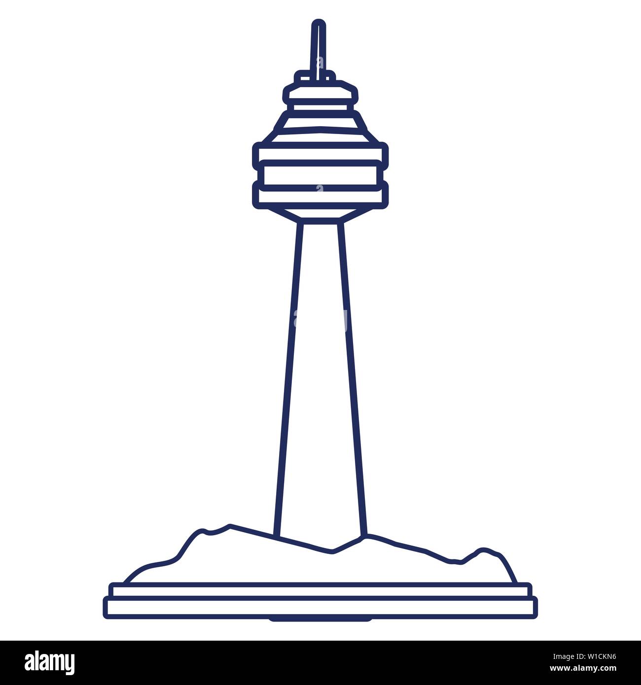 futuristic building urban tower outline vector illustration Stock ...
