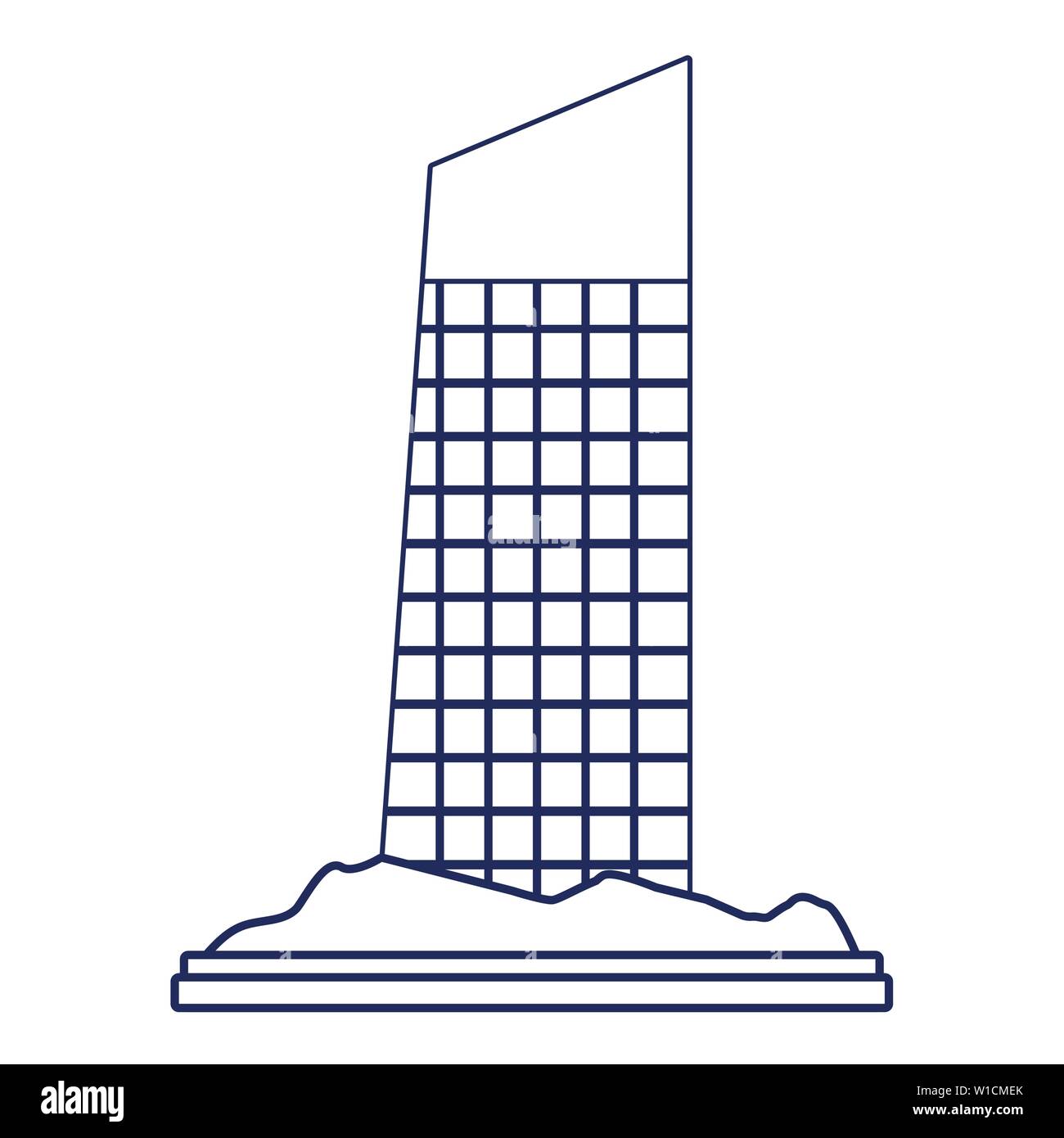 futuristic building urban tower outline vector illustration Stock ...