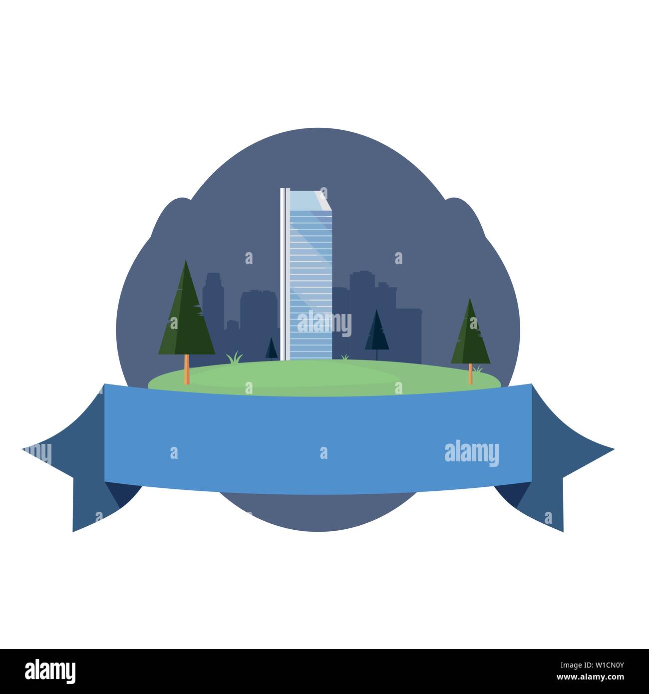 futuristic building urban tower emblem vector illustration Stock Vector ...