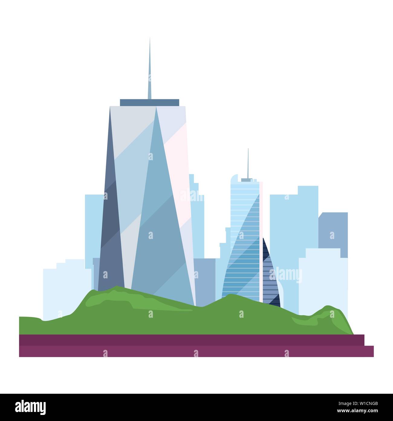 high building city towers park panorama vector illustration Stock ...