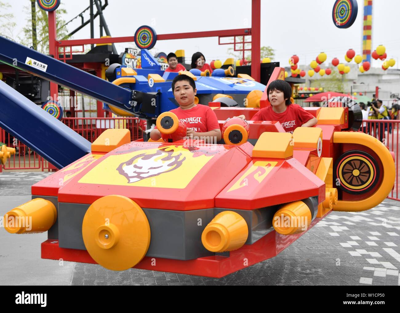Boys ride Legoland Japan theme park's latest attraction, Kai's Sky ...