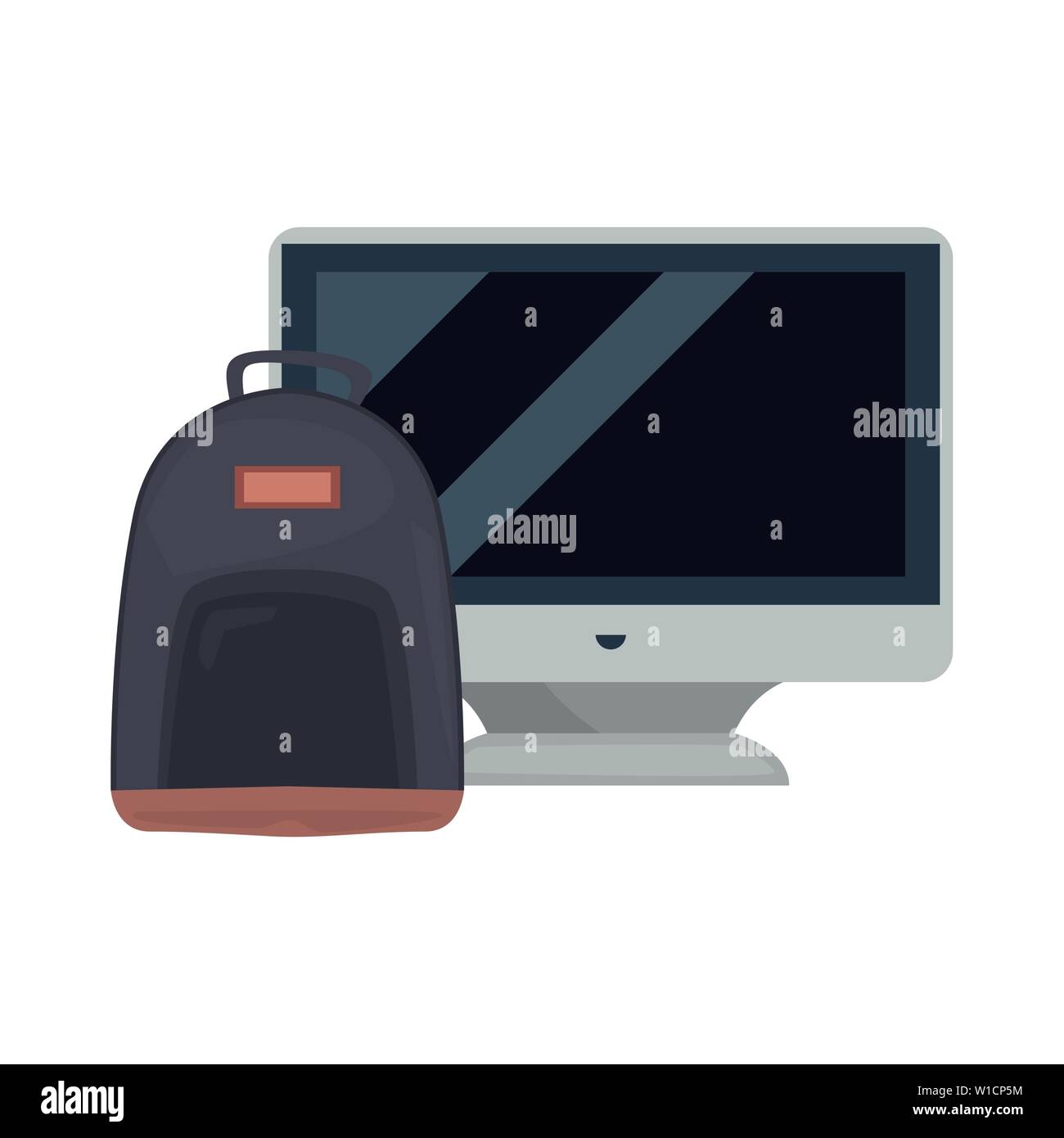 computer and backpack back to school vector illustration Stock Vector ...