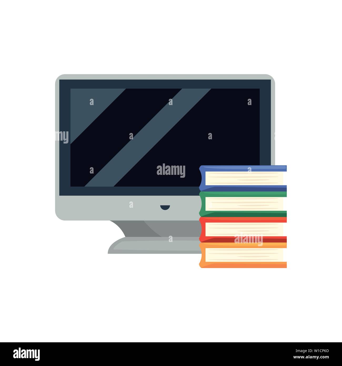 computer and book stacked back to school vector illustration Stock ...