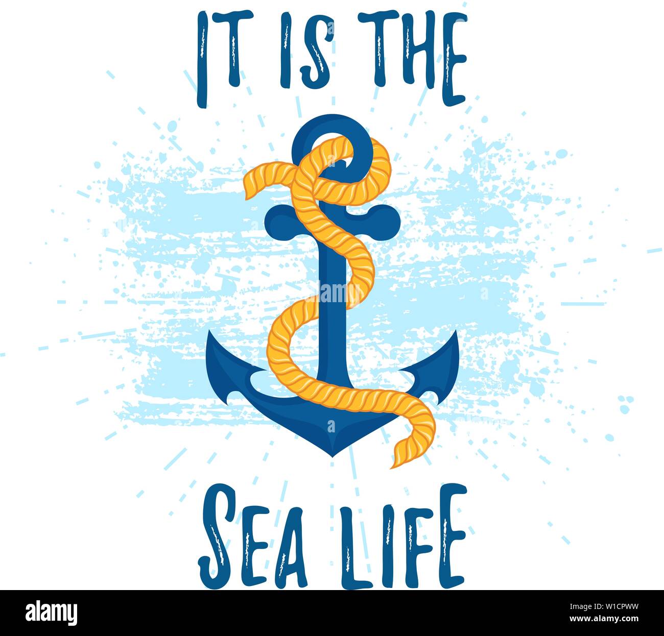 Vector illustration with anchor on a grunge stain. It is the Sea Life ...