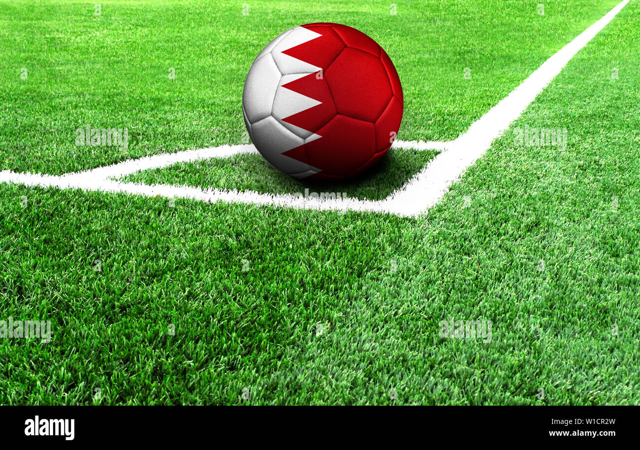 soccer ball on a green field, flag of Bahrain Stock Photo - Alamy