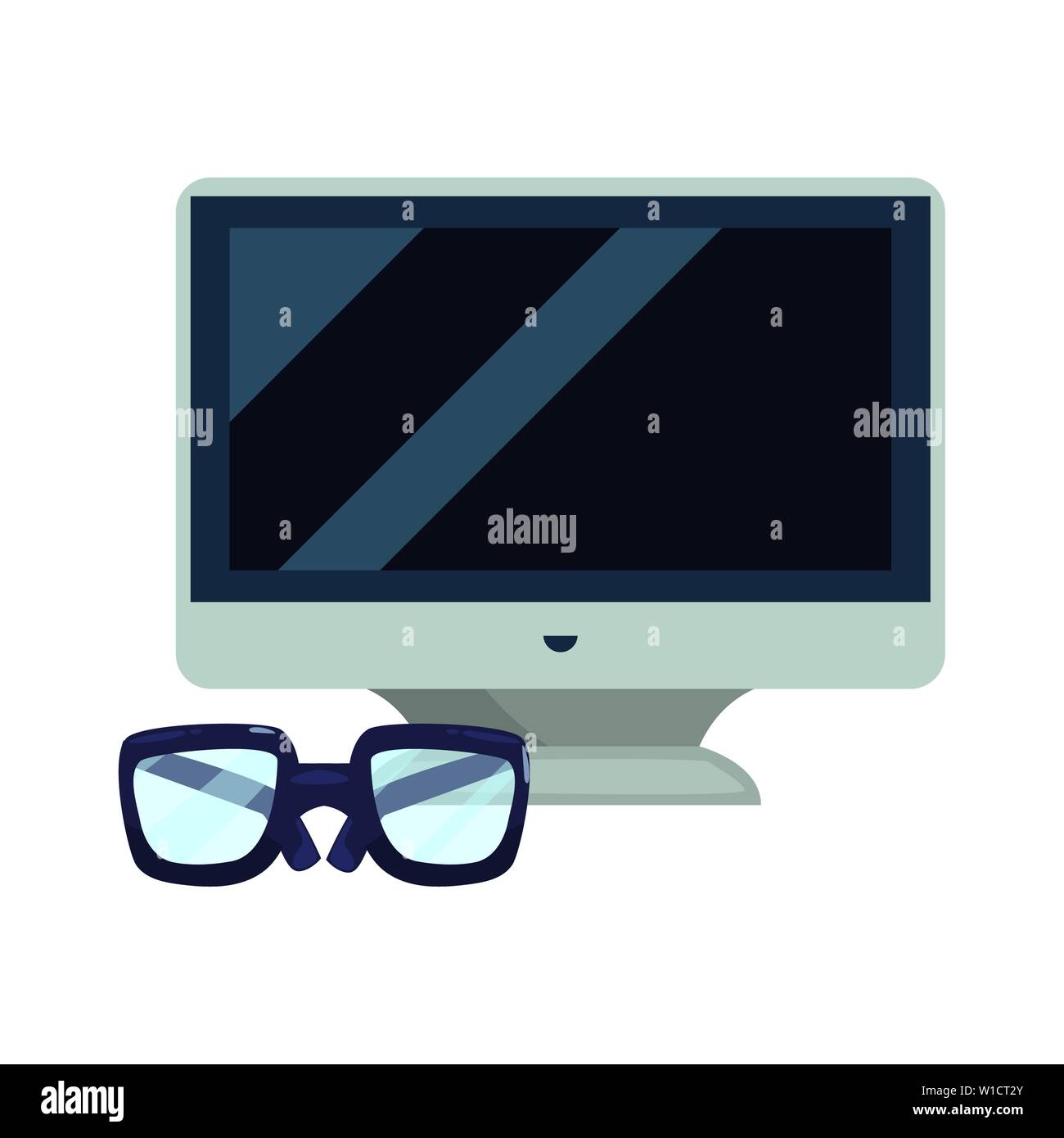 computer and glasses back to school vector illustration Stock Vector ...