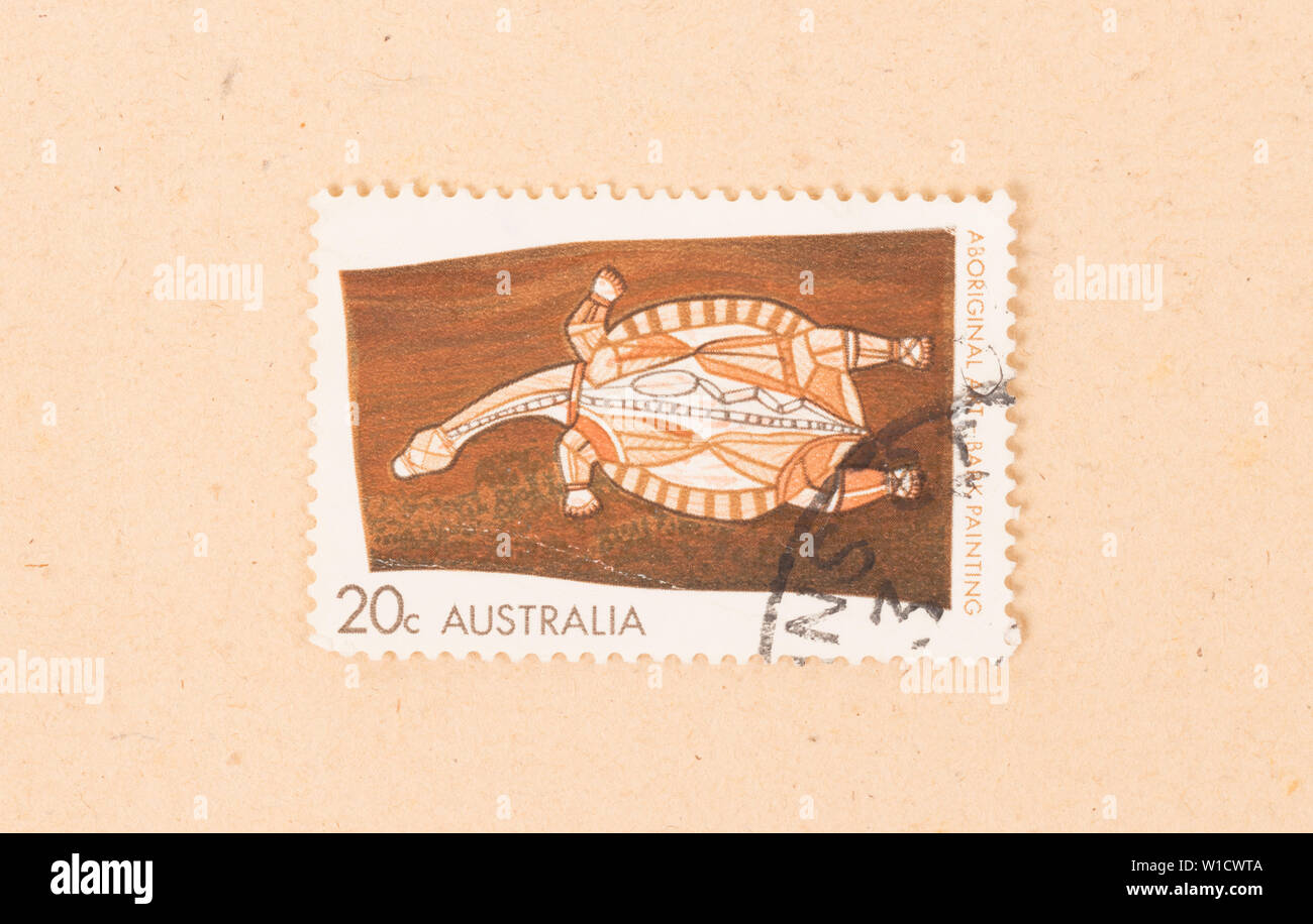 AUSTRALIA - CIRCA 1980: A stamp printed in Australia shows an old ...