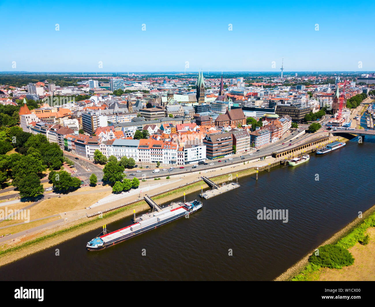 Bremen old town aerial panoramic view in Germany Stock Photo - Alamy