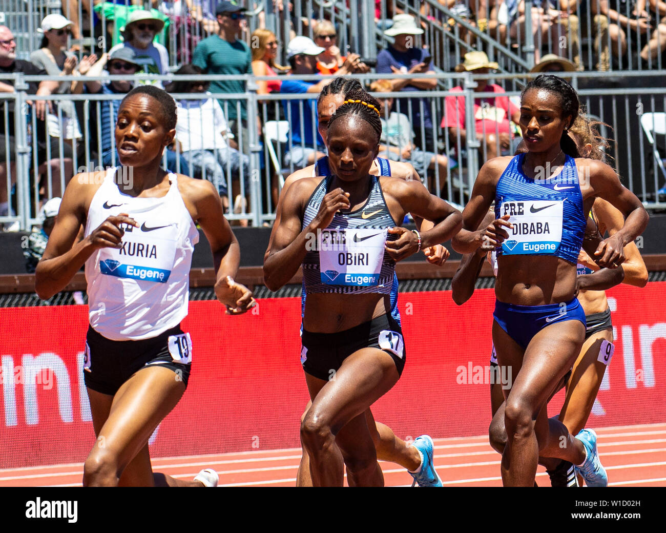 Stanford, CA. 30th June, 2019. Mary Kuria, Helen Obiri and Genzebe ...