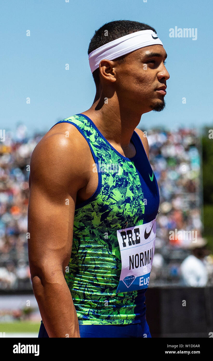 Stanford, CA. 30th June, 2019. Michael Norman waiting at the starting ...
