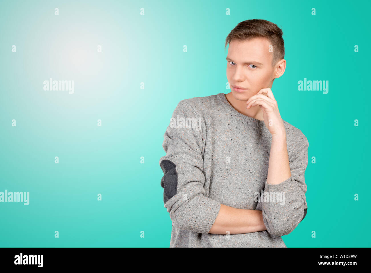 Portrait of handsome young thoughtful man Stock Photo - Alamy
