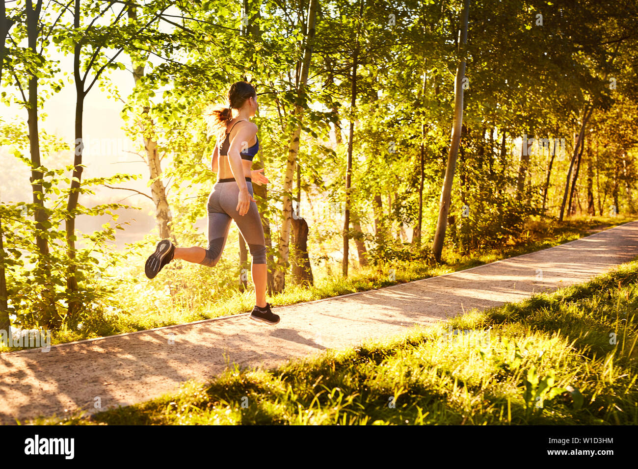 Fit woman during morning run Stock Photo - Alamy