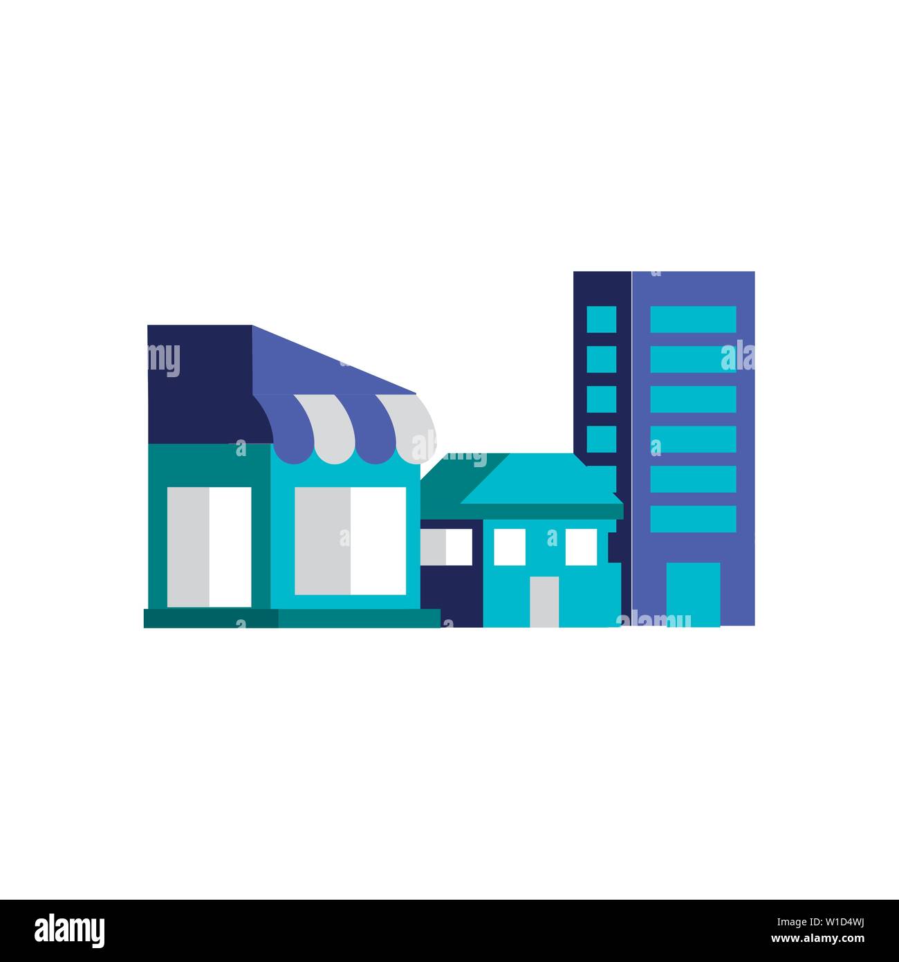facade store with house and building vector illustration design Stock ...