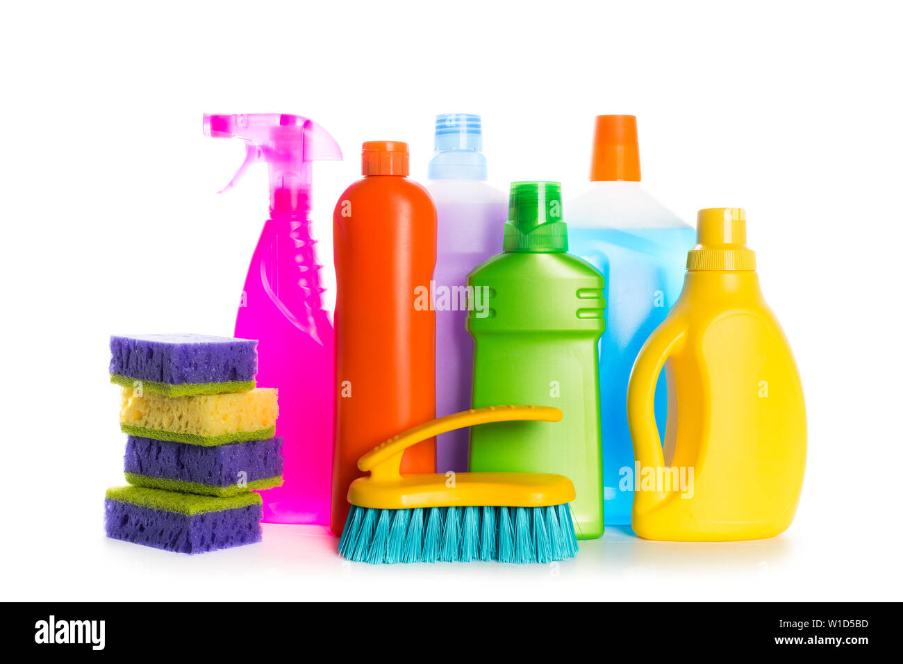 Cleaning product plastic container for house clean on white background ...