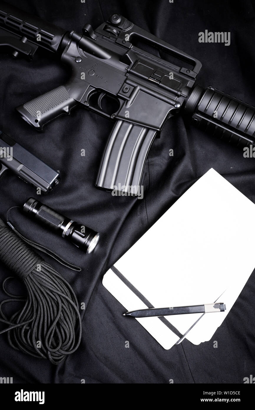 modern weapon, black background Stock Photo - Alamy