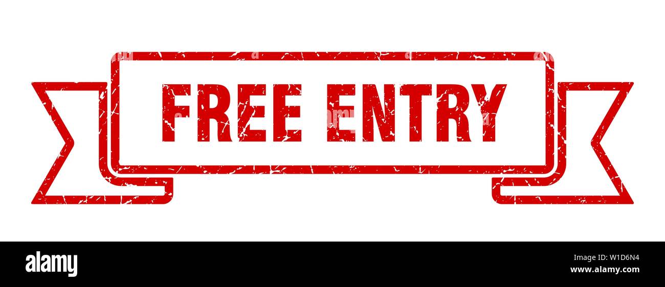 free entry grunge ribbon. free entry sign. free entry banner Stock ...